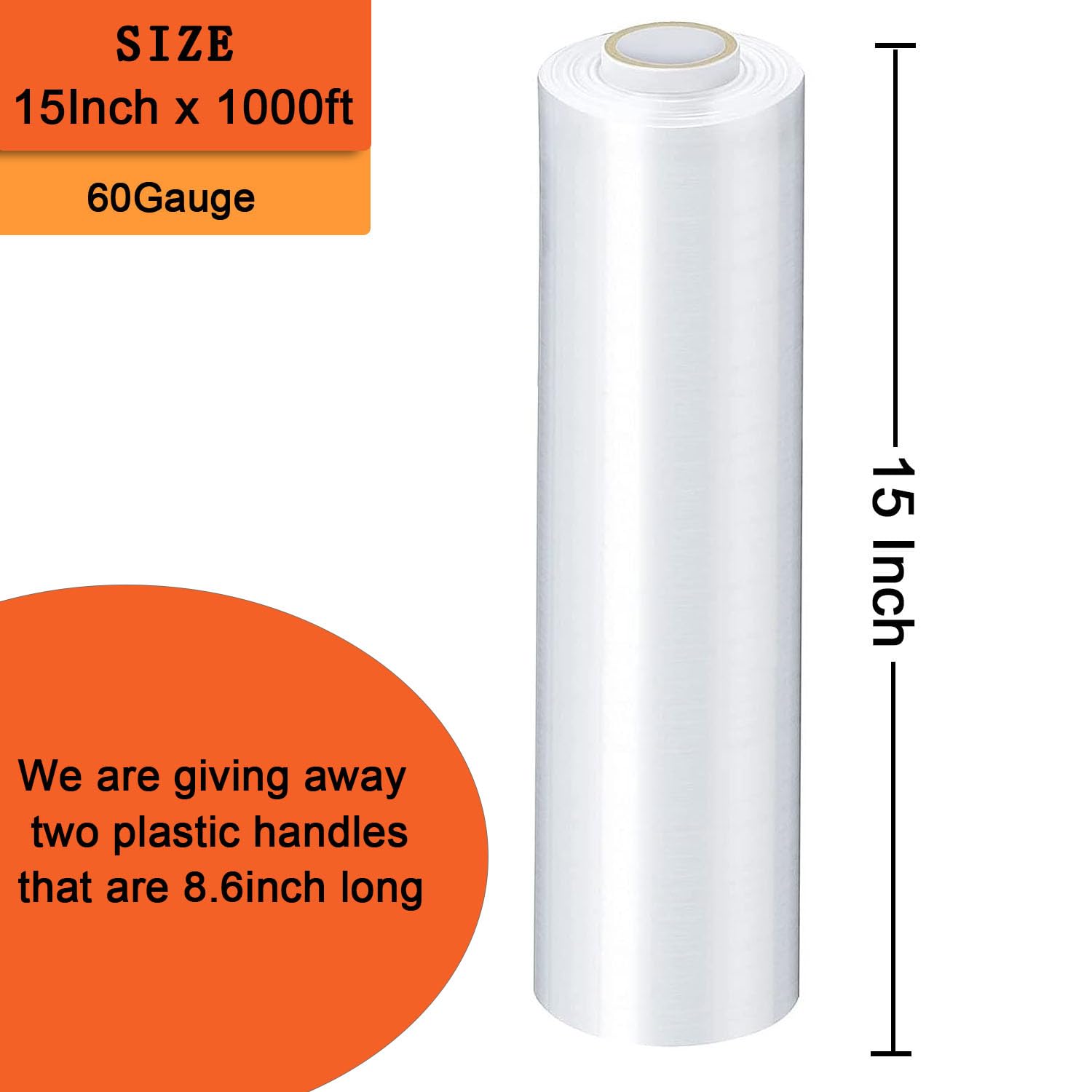 Snapklik.com : 2-Pack Stretch Wrap Stretch Film Roll,1000ft X 15Inch X ...