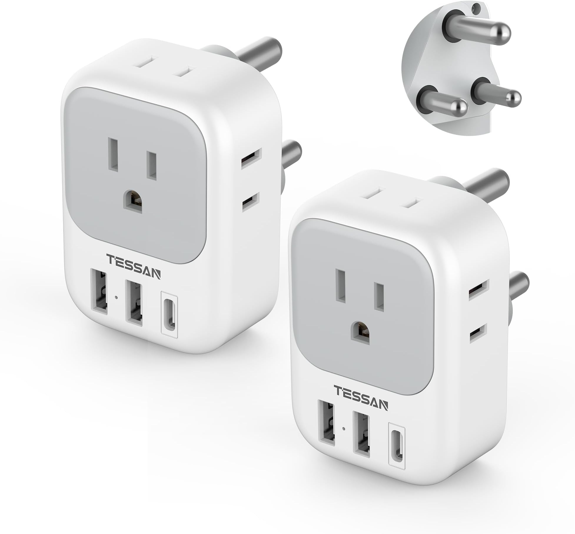 Amazon.com: South Africa Plug Adapter 2 Pack, TESSAN Type M Power ...