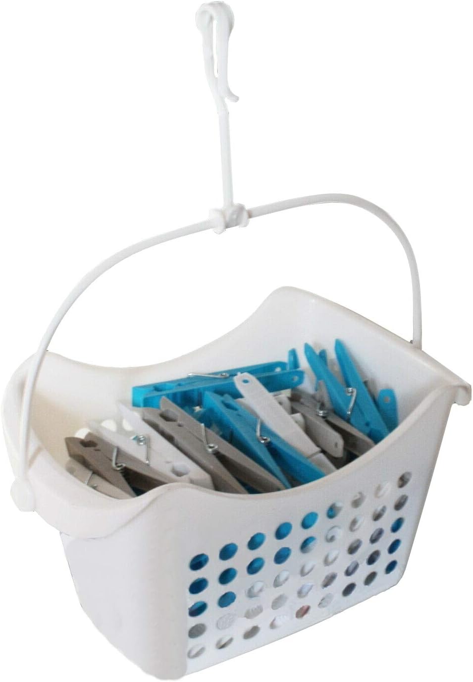 JVL Plastic Hanging Peg Basket, Clear/Aqua, One Size, 19-216 : Amazon ...