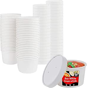 50 Pack Disposable Kraft Paper Ice Cream Containers Compostable ...