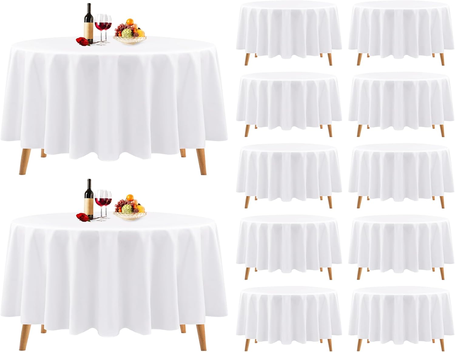 Amazon.com: 12 Packs White Round Tablecloths 90 Inch Premium Washable ...