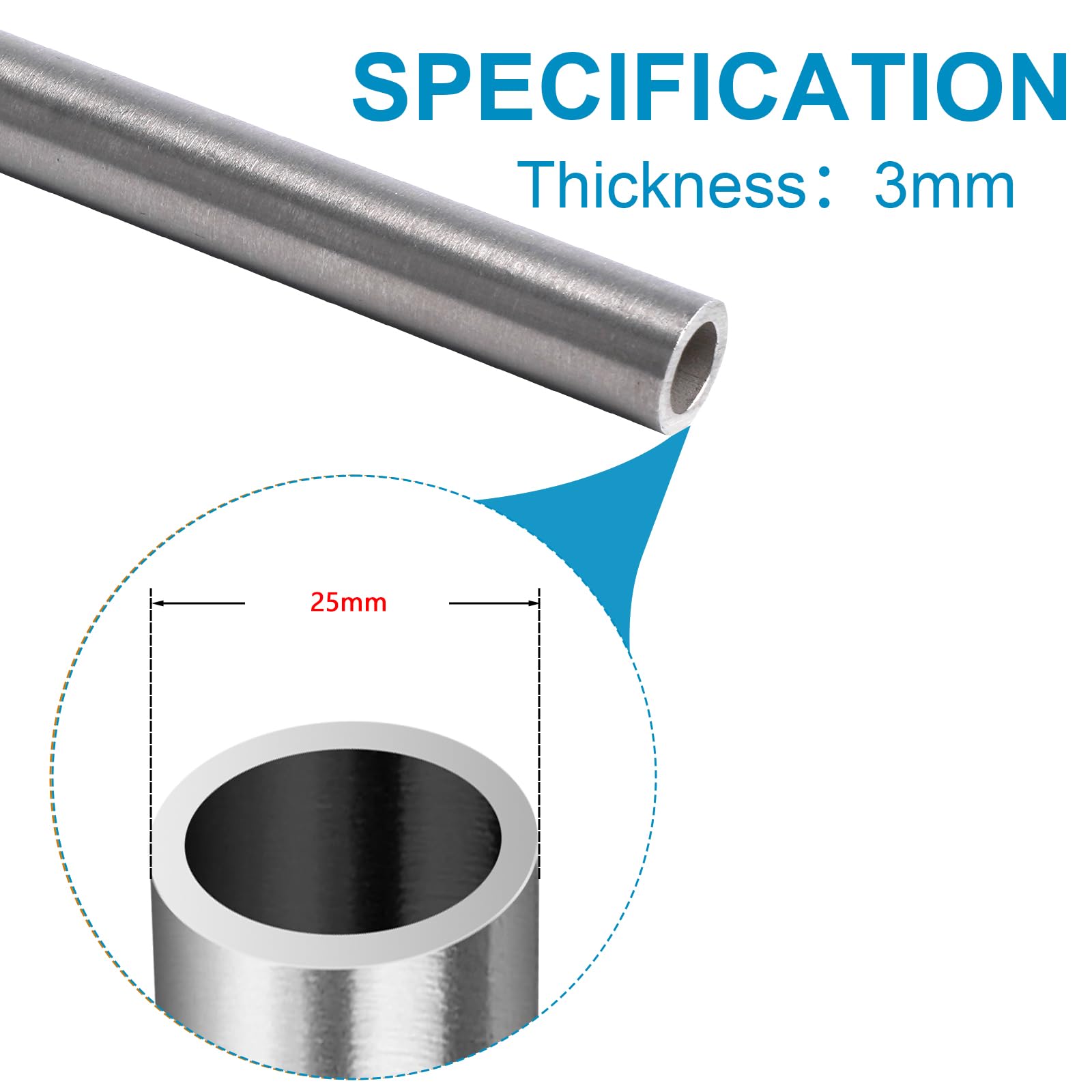 Snapklik.com : Vigorous 25mm OD X 3 Ft. 304 Stainless Steel Tube ...