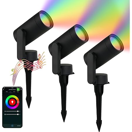 MULANDI Smart Landscape Lighting, 3 Pack RGBW Color Changing LED with ...