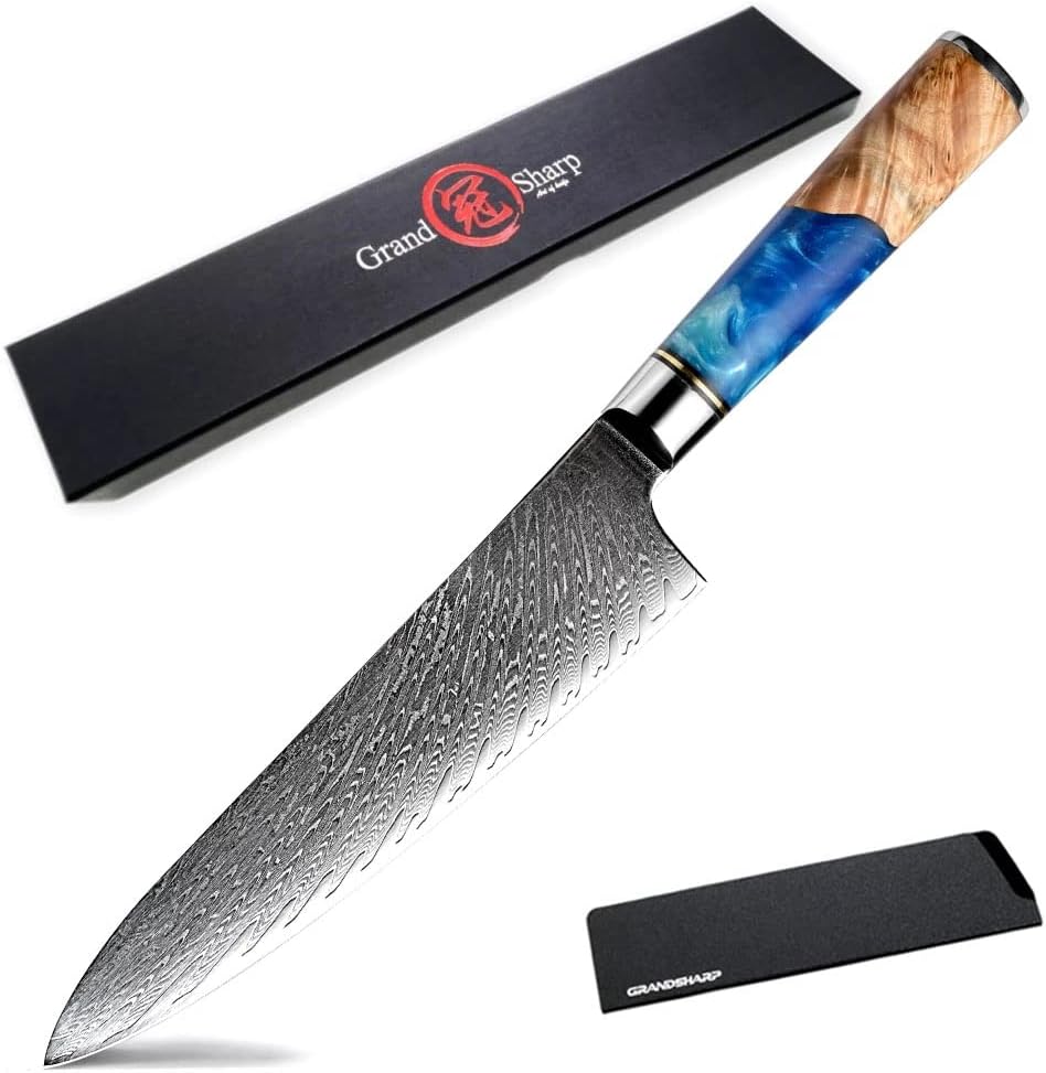 Cuchillo de chef japonés damasco cuchillos de chef profesional con ...