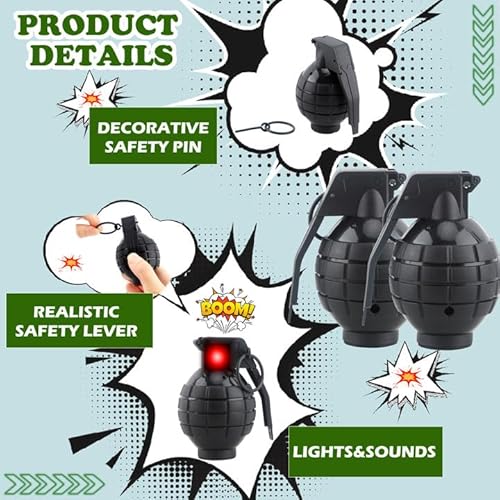 Octaday 8 Packs Plastic Hand Grenades Toy Realistic Black Army Green ...