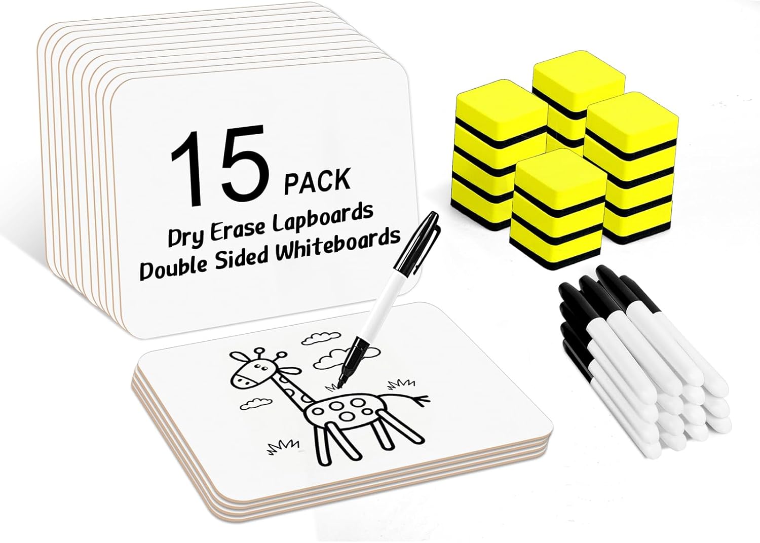 Amazon.com : Dry Erase Lapboards, HERKKA 15 Pack Double Sided Dry Erase ...