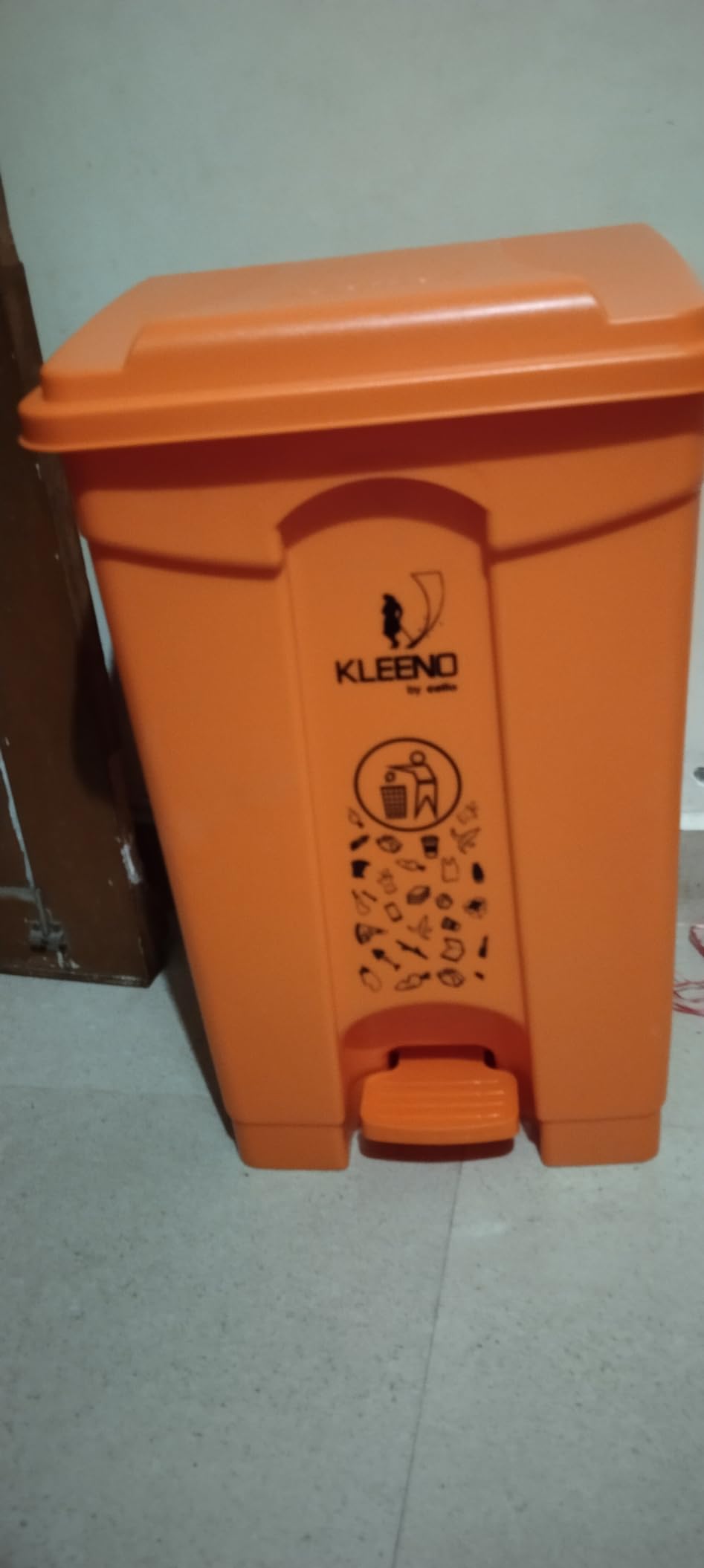 Cello Strong Plastic Step-On Pedal Garbage Dustbin (Orange, 60 Ltr ...