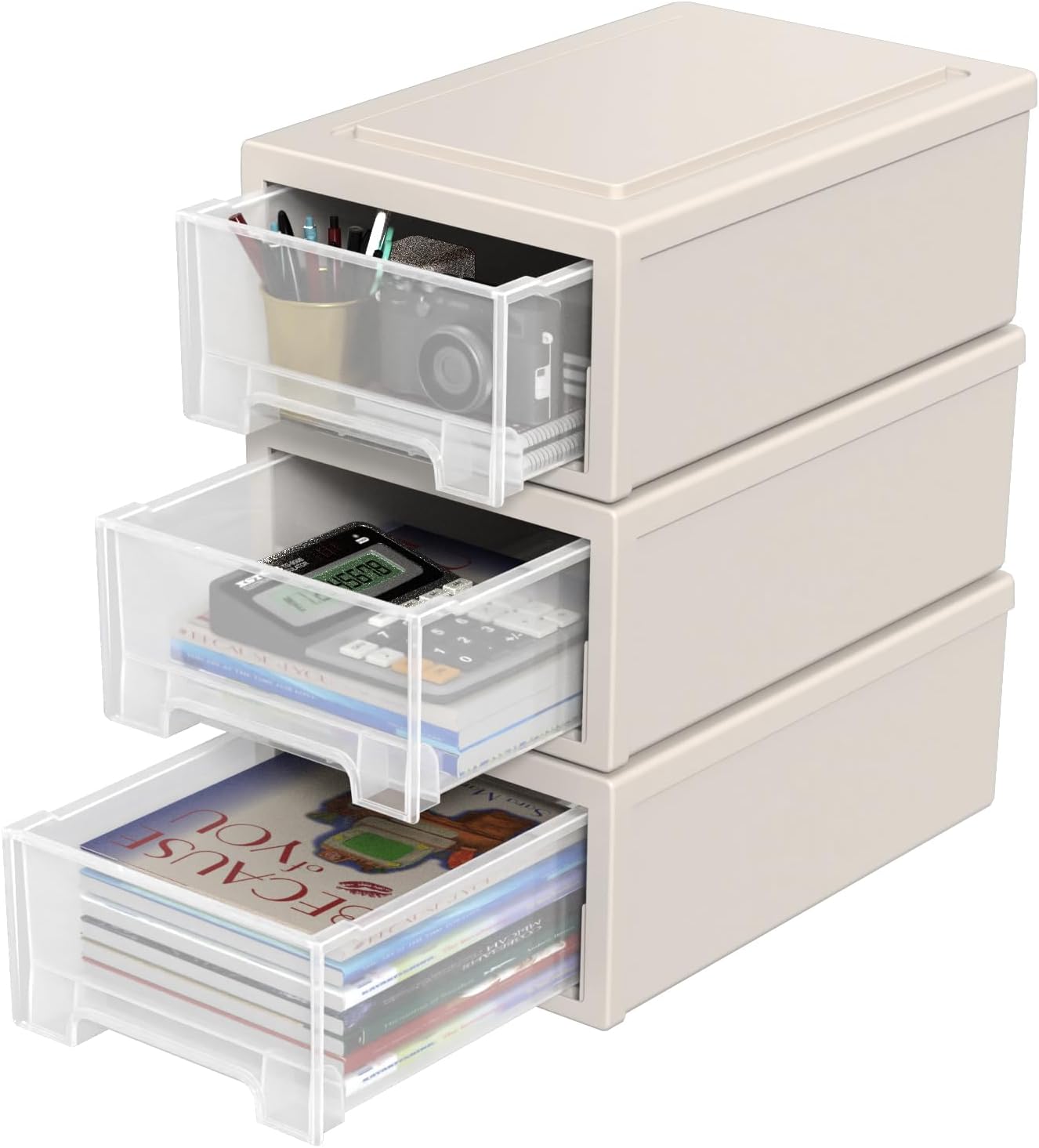 Vareone 6 Quart Plastic Stacking Chest Storage Drawer Unit, 3 Pack ...
