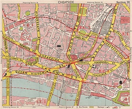 CITY OF LONDON EC1 EC2 EC3 EC4. Post Office. Broad street station.BACON ...