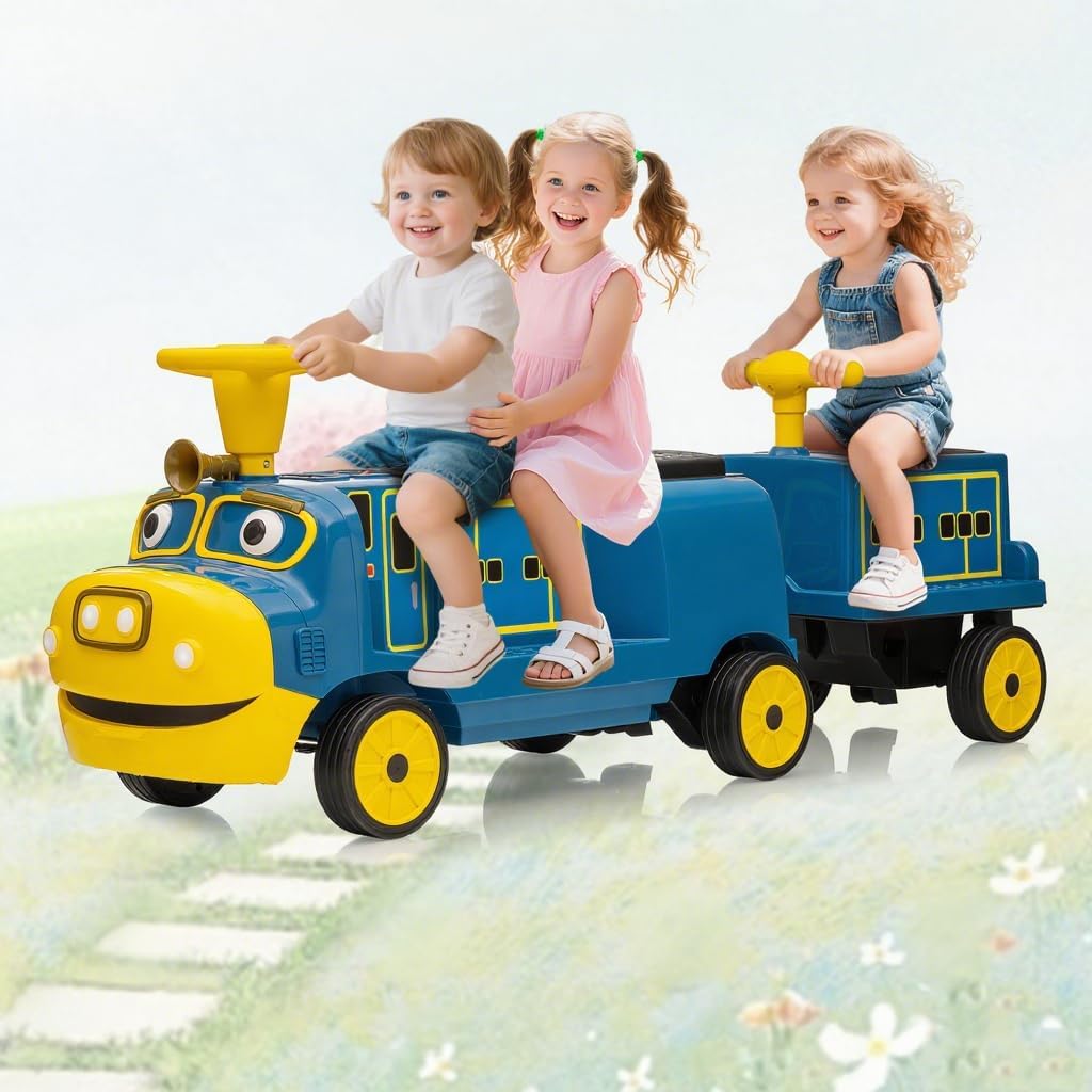 Amazon.com: Ride on Train with Carriage, 12v Kids Electric Car w/Height ...