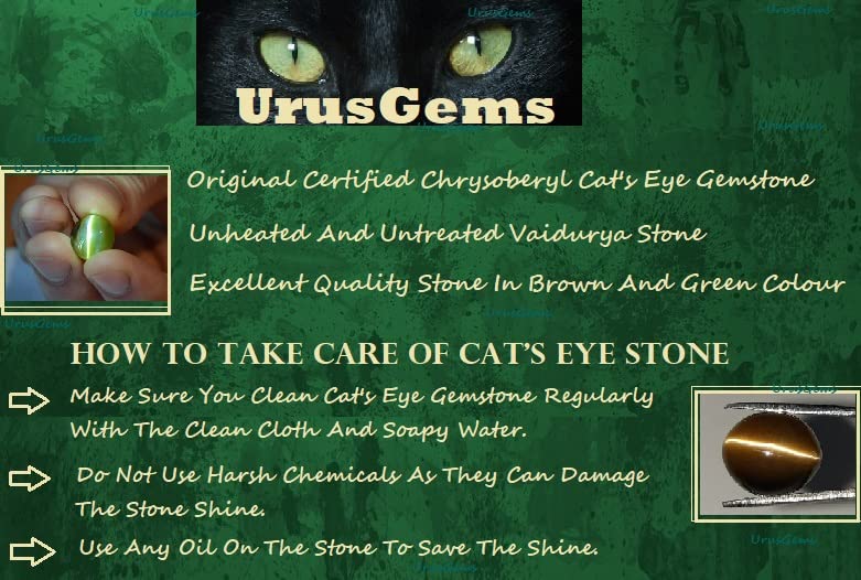 UrusGems Non Treated Ceylon's Original Certified Cat Eyes Stone 6 Ratti ...