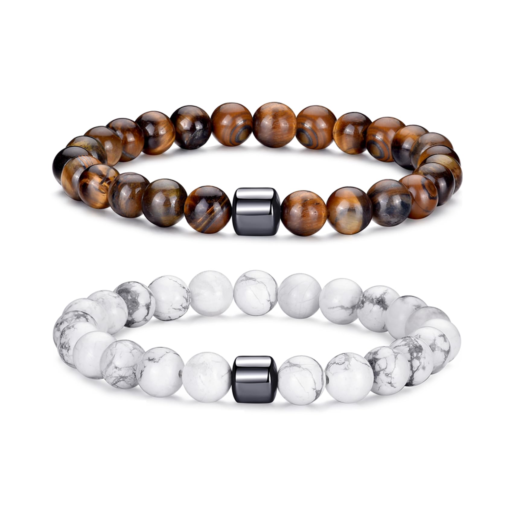 Snapklik.com : Mens Bracelets 8MM Natural Stone Beads Bracelet Set ...