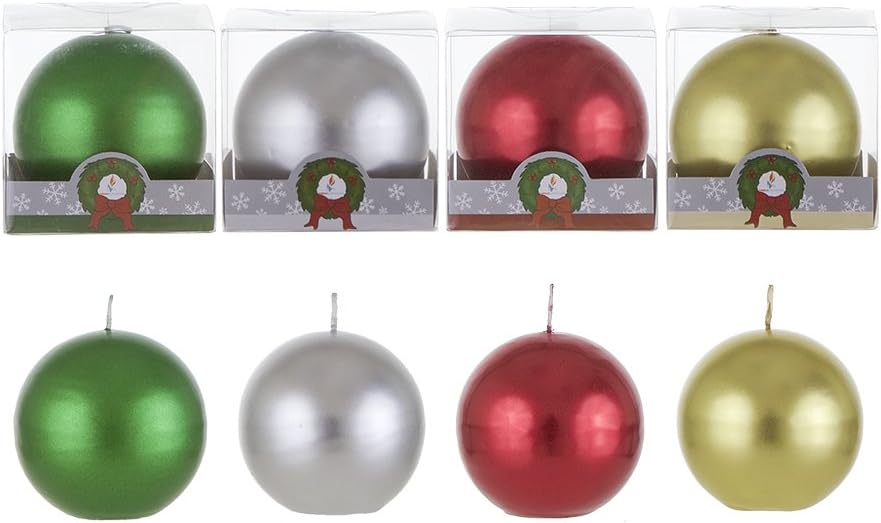 Amazon.com: Mega Candles Set of 4 Unscented 3 Inch x 3 Inch Metallic ...