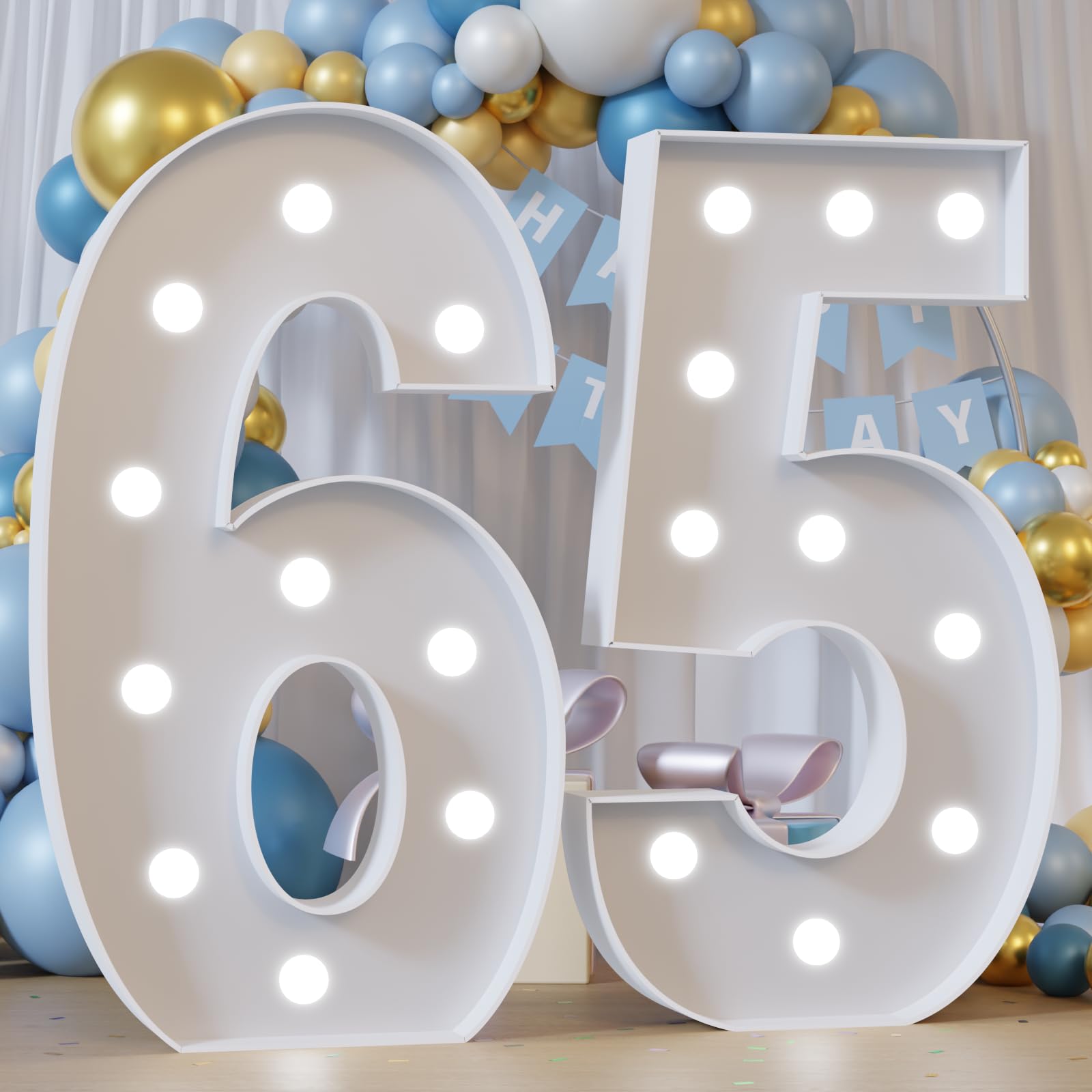 Amazon.com: Marquee Numbers 65th Birthday Decorations: Large 65 Light ...