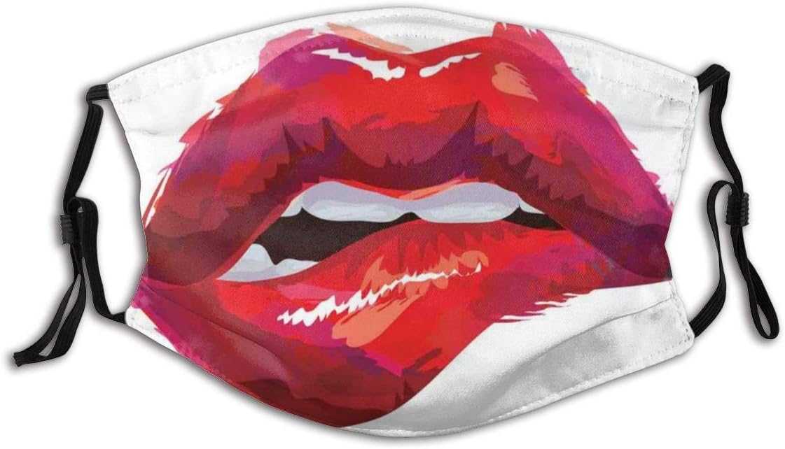 Adult Mask Lips Woman Biting Lips Print Fabric Cotton Face Masks ...