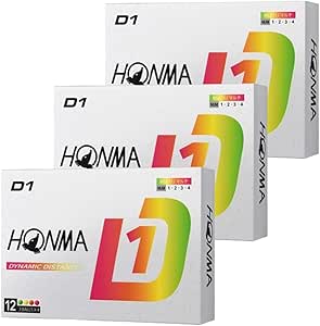 Amazon.co.jp: 【3ダースセット】本間ゴルフ D1 ボール ゴルフボール 2024年モデル BT2401 マルチカラー (36球) 公認球 ※オリジナルショップカード付き ...
