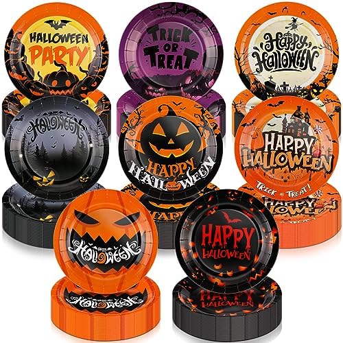 Amazon.com: Mimorou 60 Pieces Halloween Party Plate 7 Inch, Disposable ...