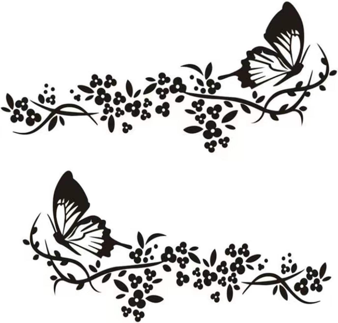 Amazon.com - 2 Pieces of Flower Butterfly Car Graphics - Vinyl Decal ...