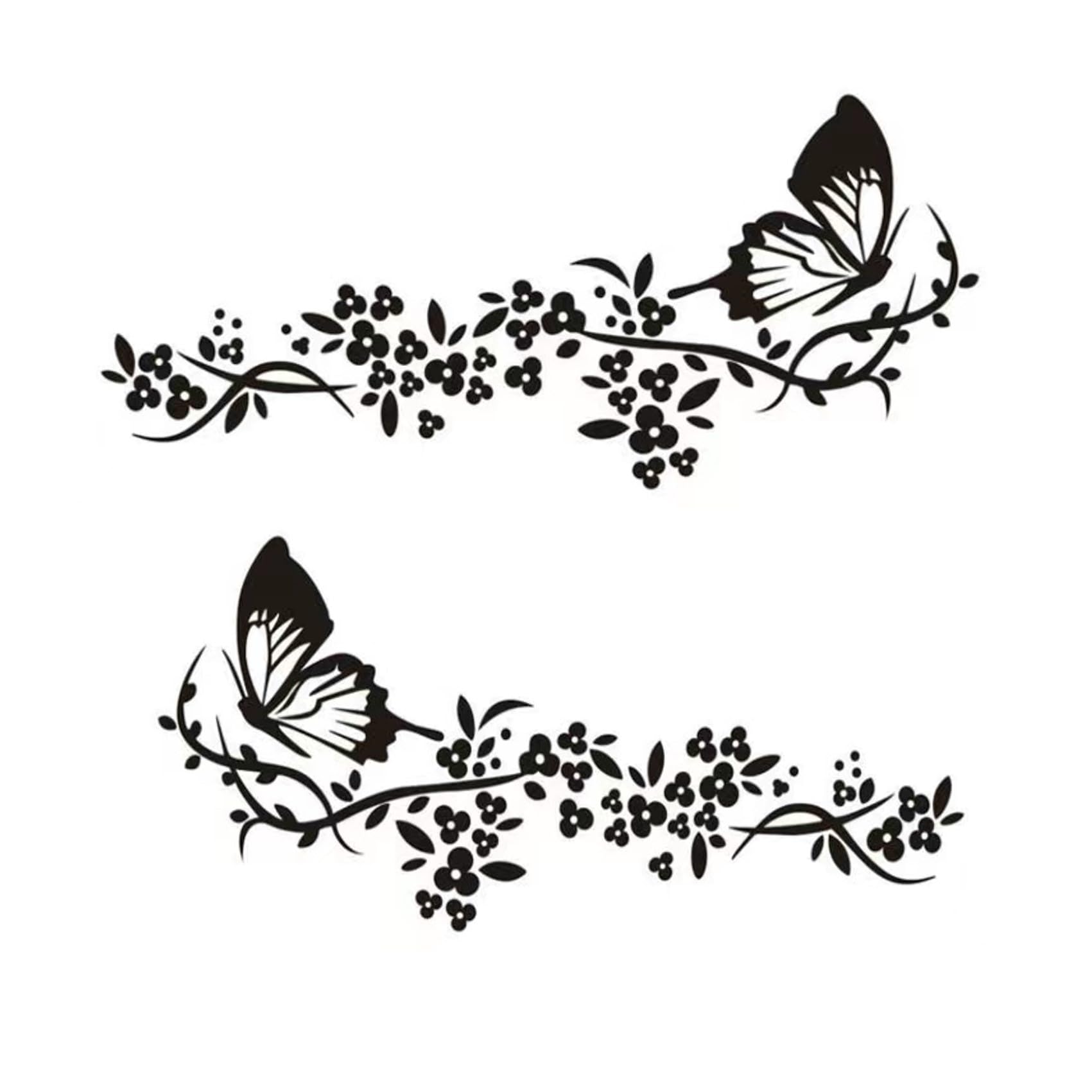 Amazon.com - 2 Pieces of Flower Butterfly Car Graphics - Vinyl Decal ...