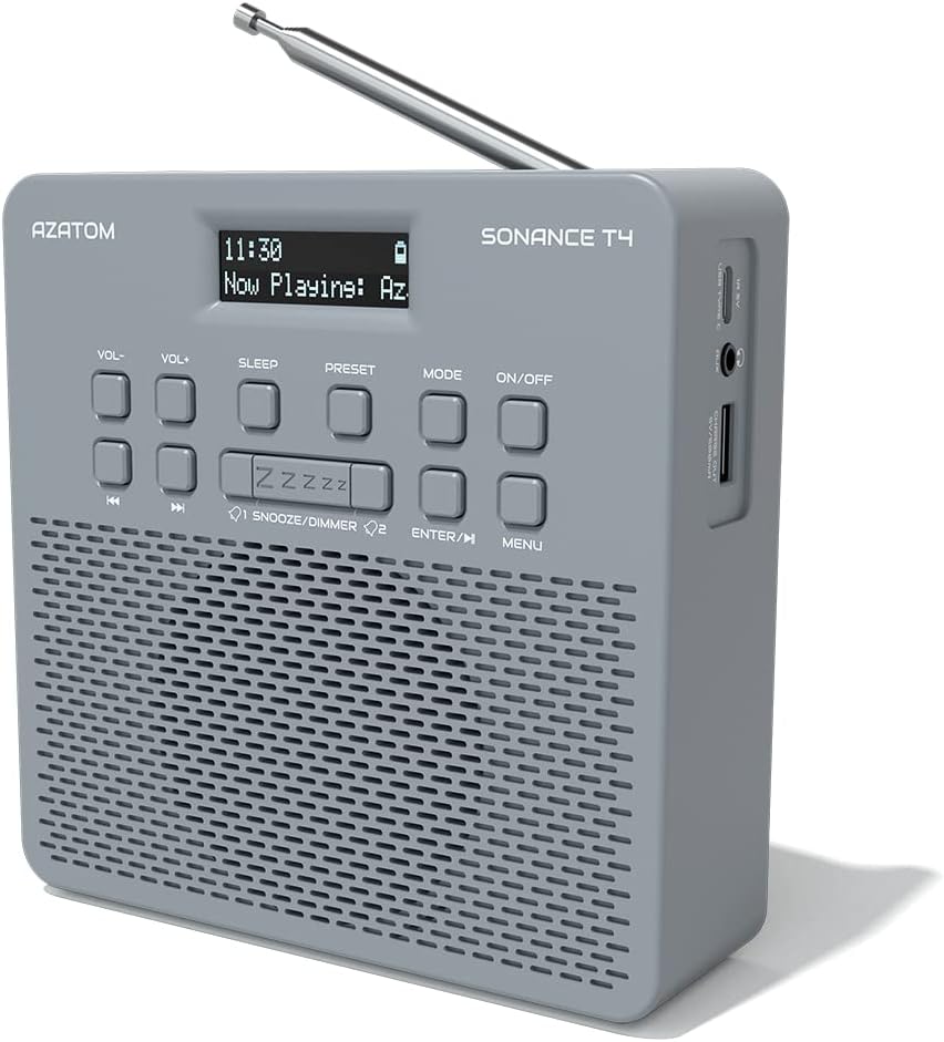AZATOM T4 DAB/DAB+ Digital FM Radio with Bluetooth, Rechargeable ...