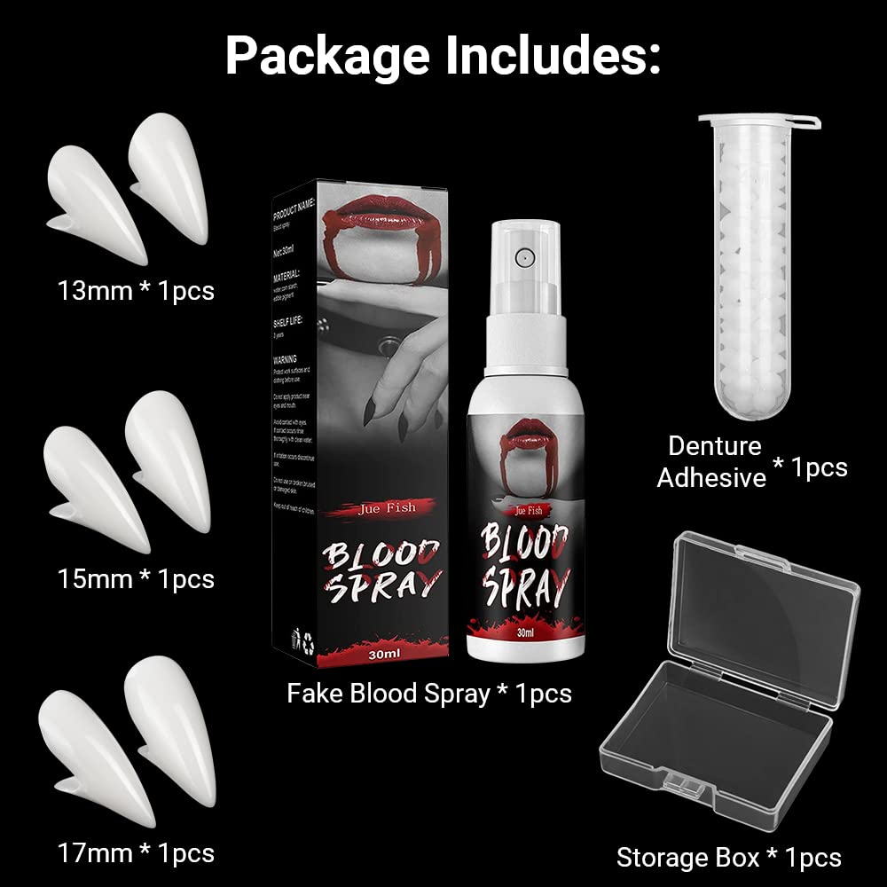 Buy Halloween Fake Blood Spray with Vampire Teeth, 3 Sizes Vampire ...