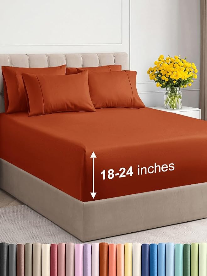 Amazon.com: Extra Deep King Sheet Set - 6 Piece Breathable & Cooling ...