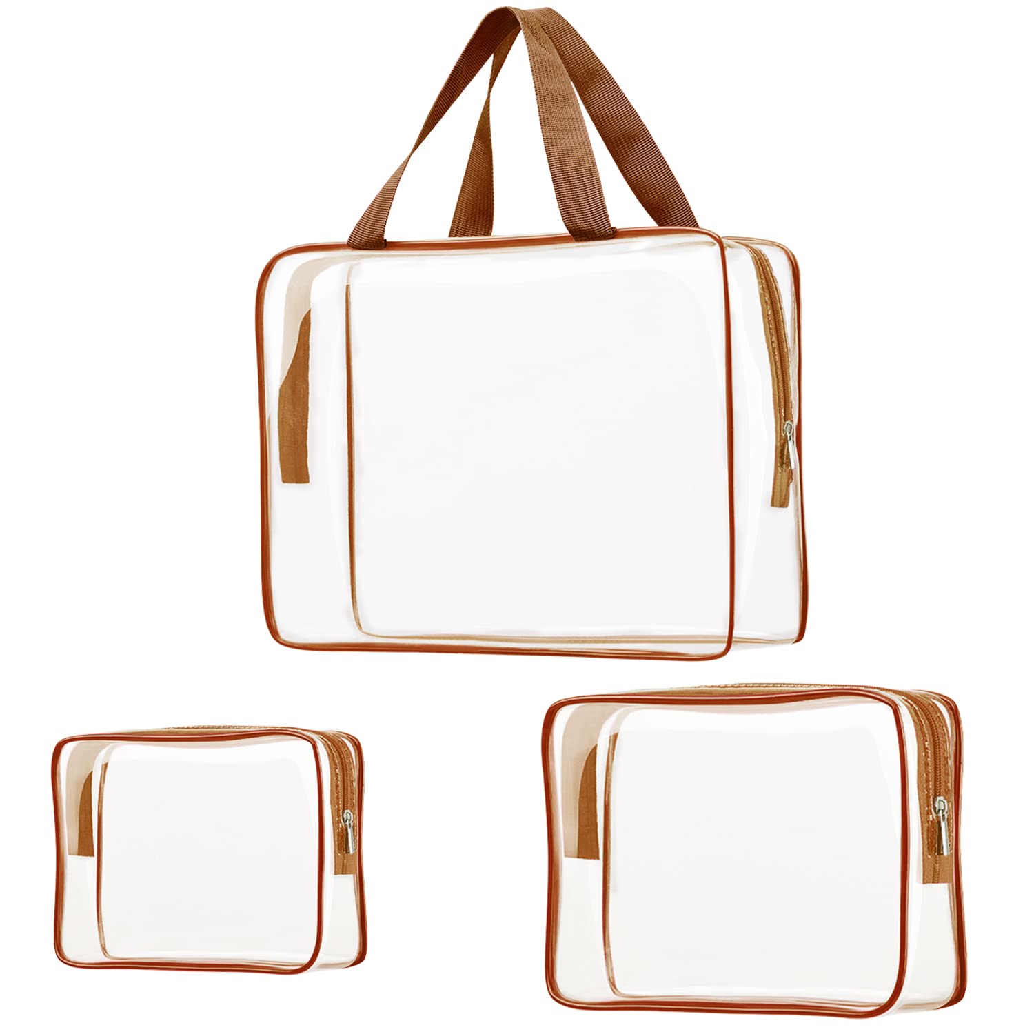 Amazon.com : 3Pcs Crystal Clear PVC Travel Toiletry Bag Kit for Women ...