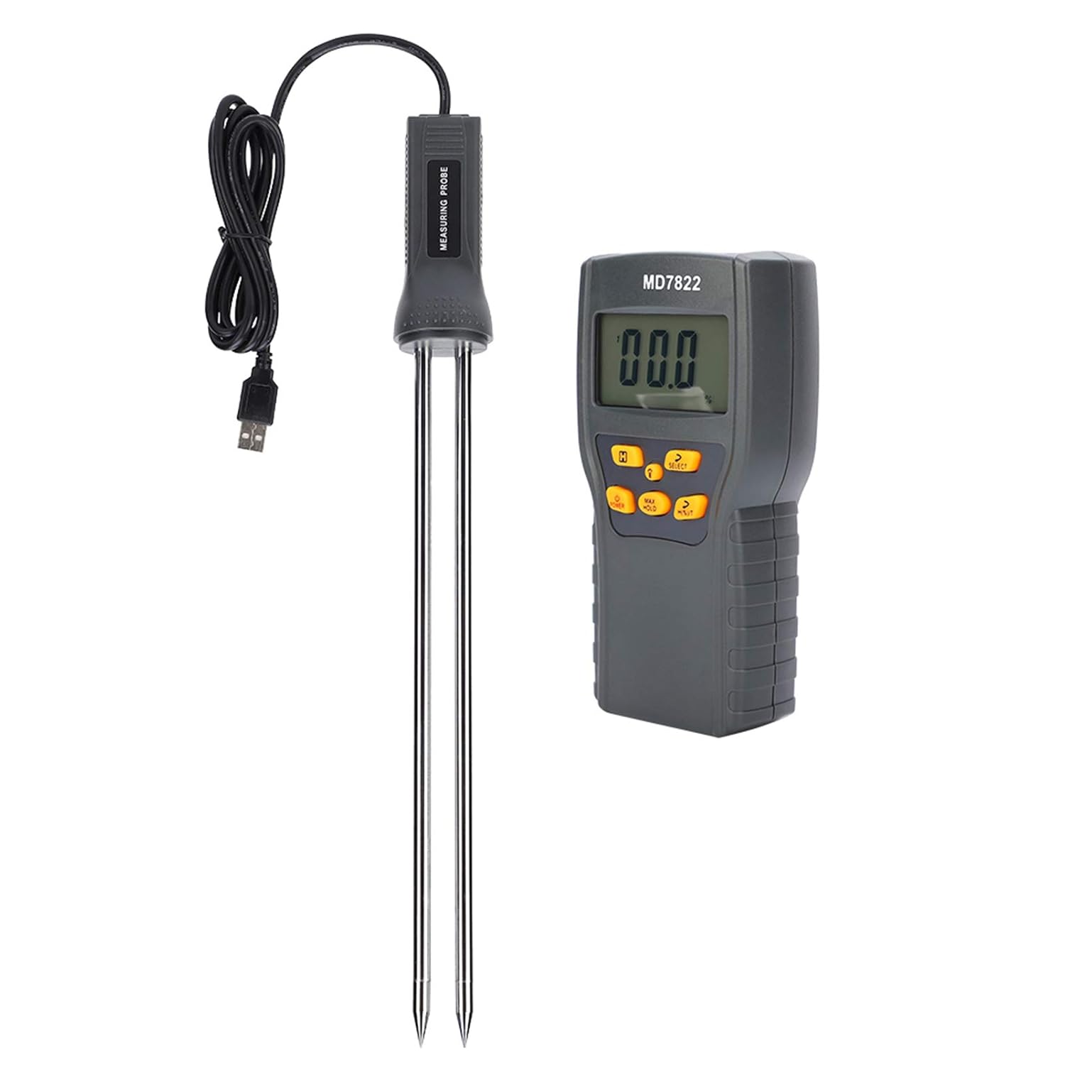 Moisture Meter, MD-7822 Portable Grain Humidity Tester Digital Display ...
