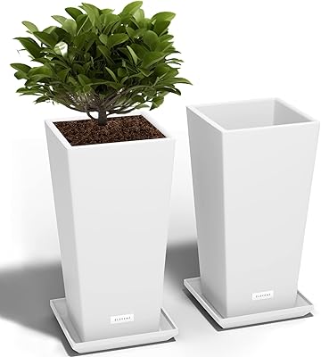 Amazon.com : Outsunny 2-Pack Outdoor Planter Set, MgO Flower Pots with ...