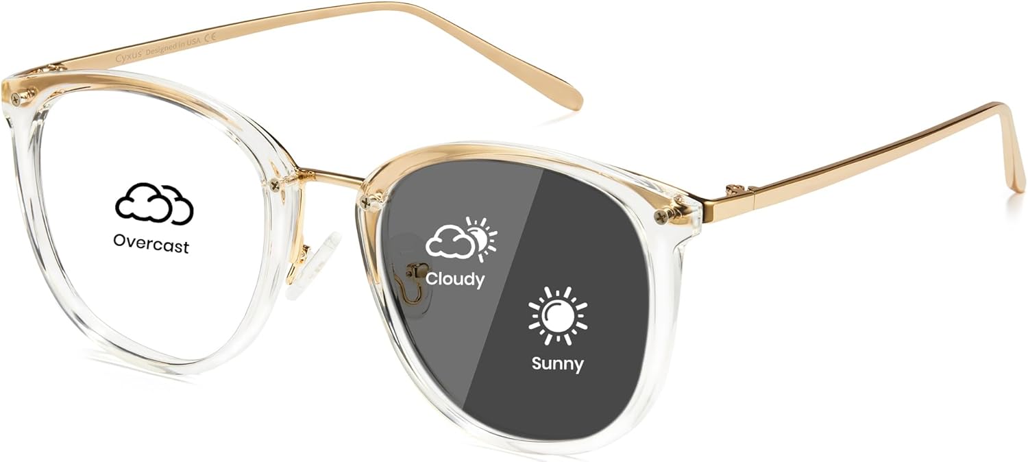 Amazon.com: Cyxus Blue Light Glasses Photochromic Lens Fashionable ...