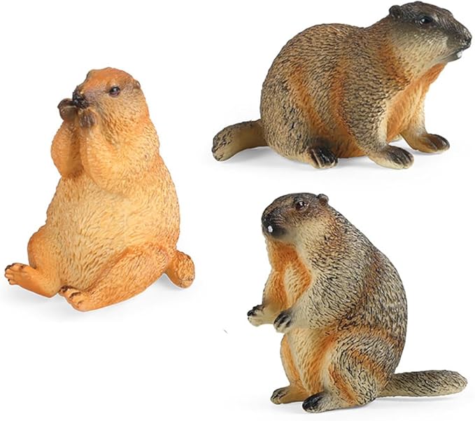Amazon.com: titihuirie 3PCS Groundhog Figurine Sculpture Model Animal ...