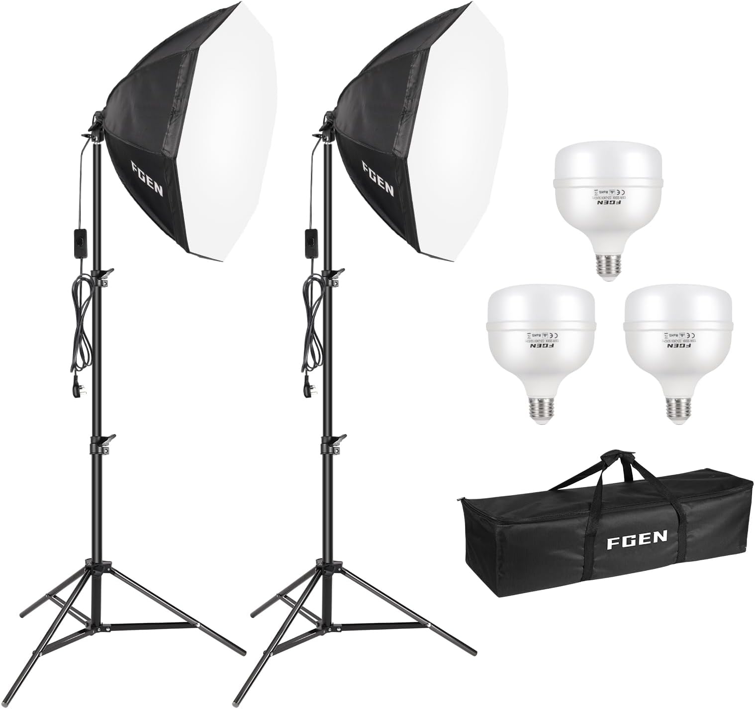 Softbox Photography Lighting Kit,FGen 135W Bulb Softbox with Ruggedised ...
