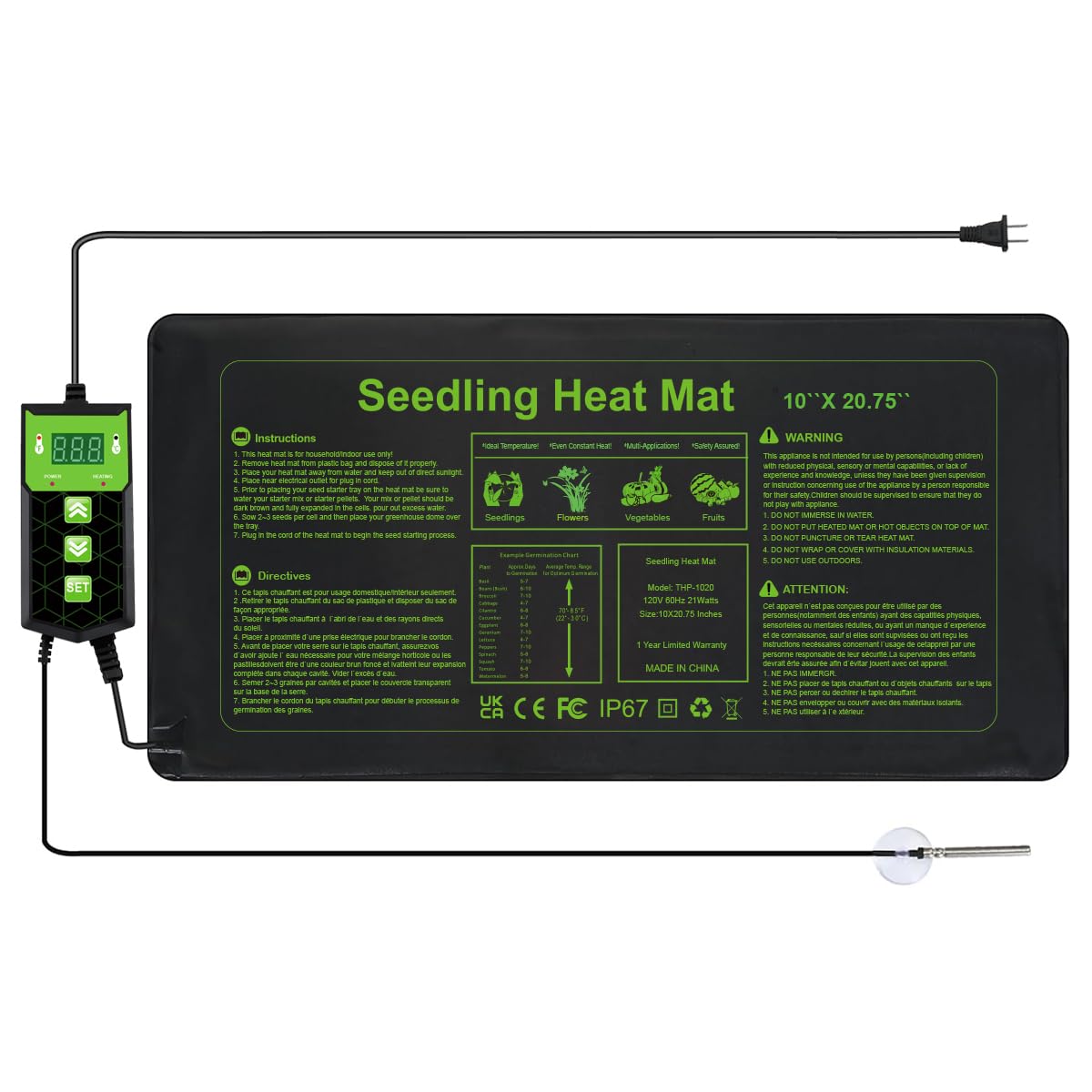Seed Starting Heat Mat IPower MET Certified Seedling Heat Mat & ETL ...