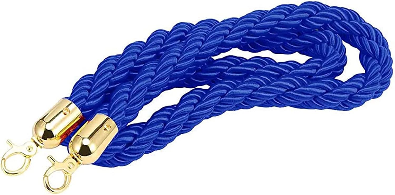 Amazon.com: Blue Queue Barrier Ropes with Silver Hook, Black Stanchion ...