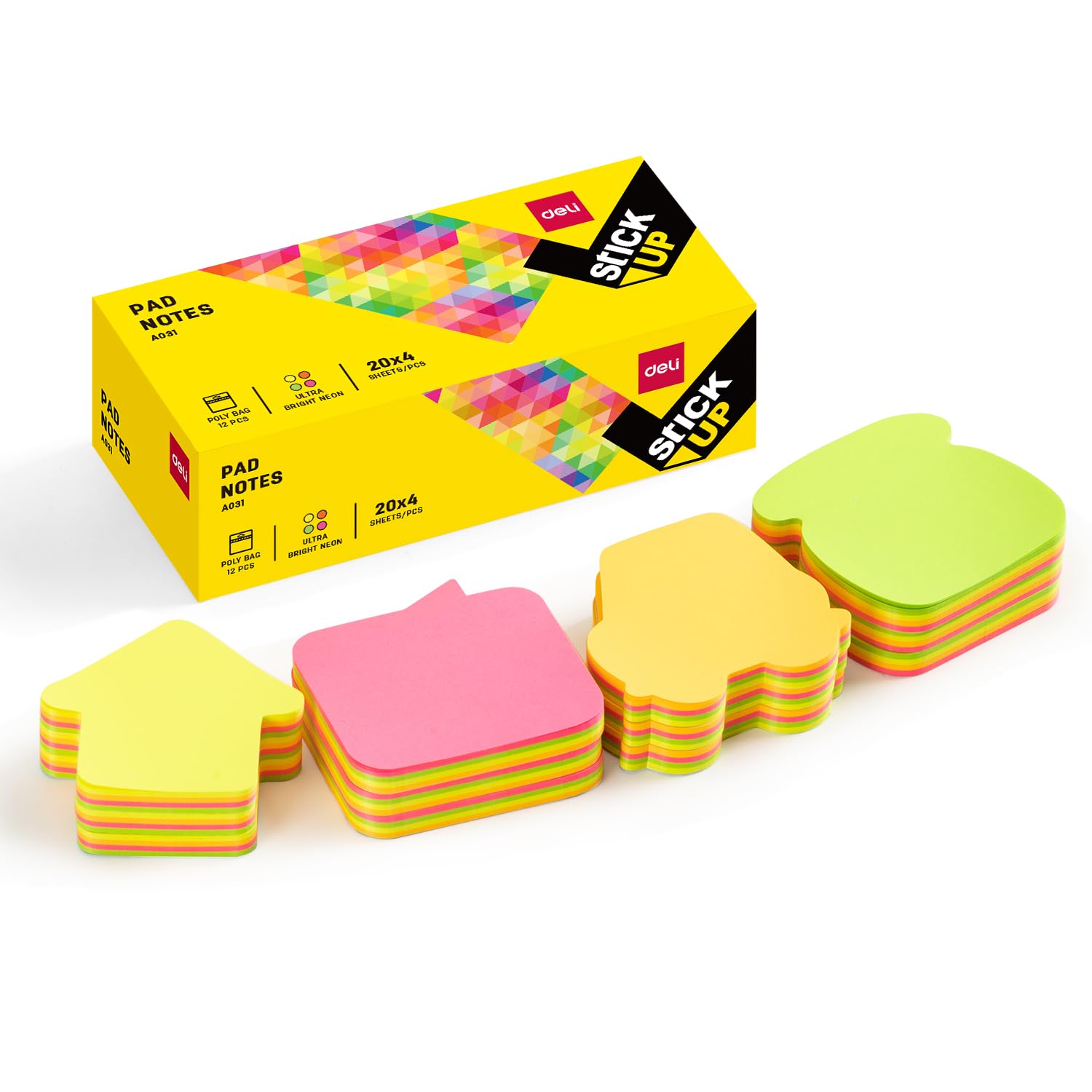 Amazon.com : deli Sticky Notes, 12 Pads, 3x3 inches, Colorful Self ...