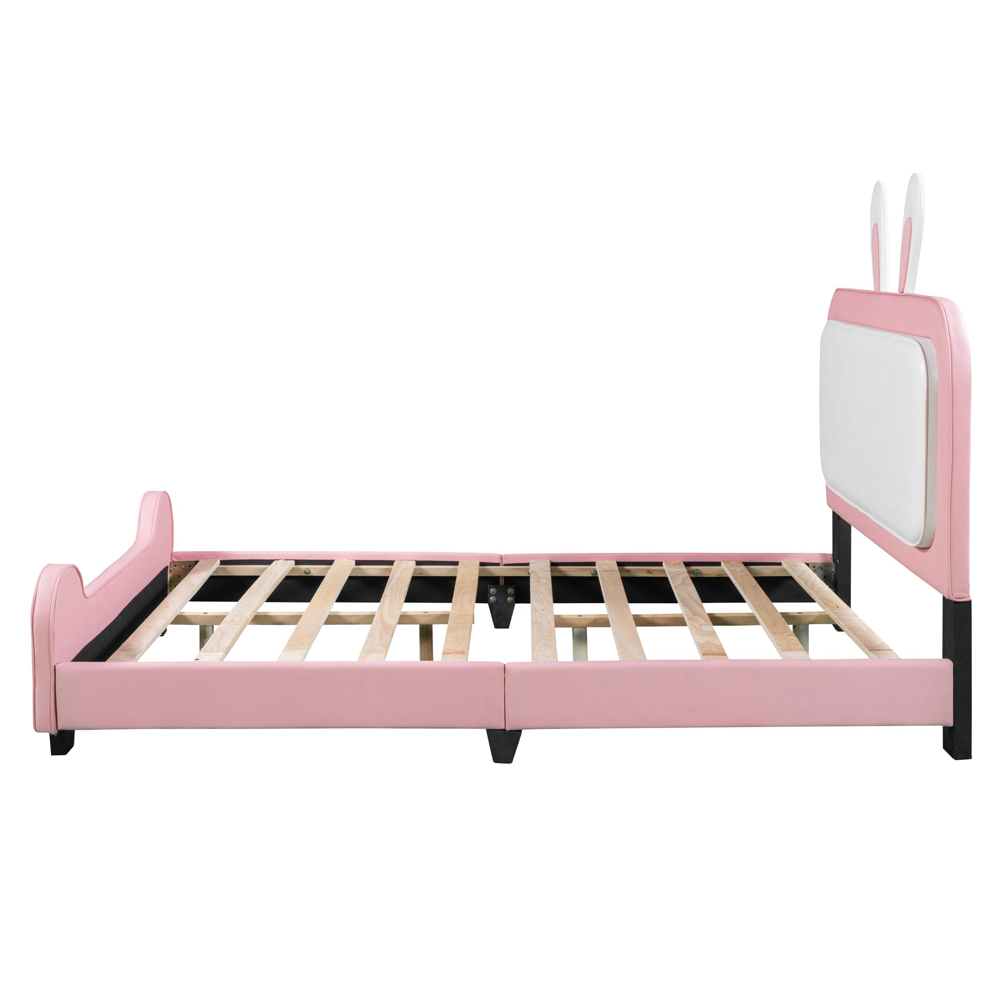 Merax Upholstered Platform Bed, Full Size Cute Princess Bed Frame with ...