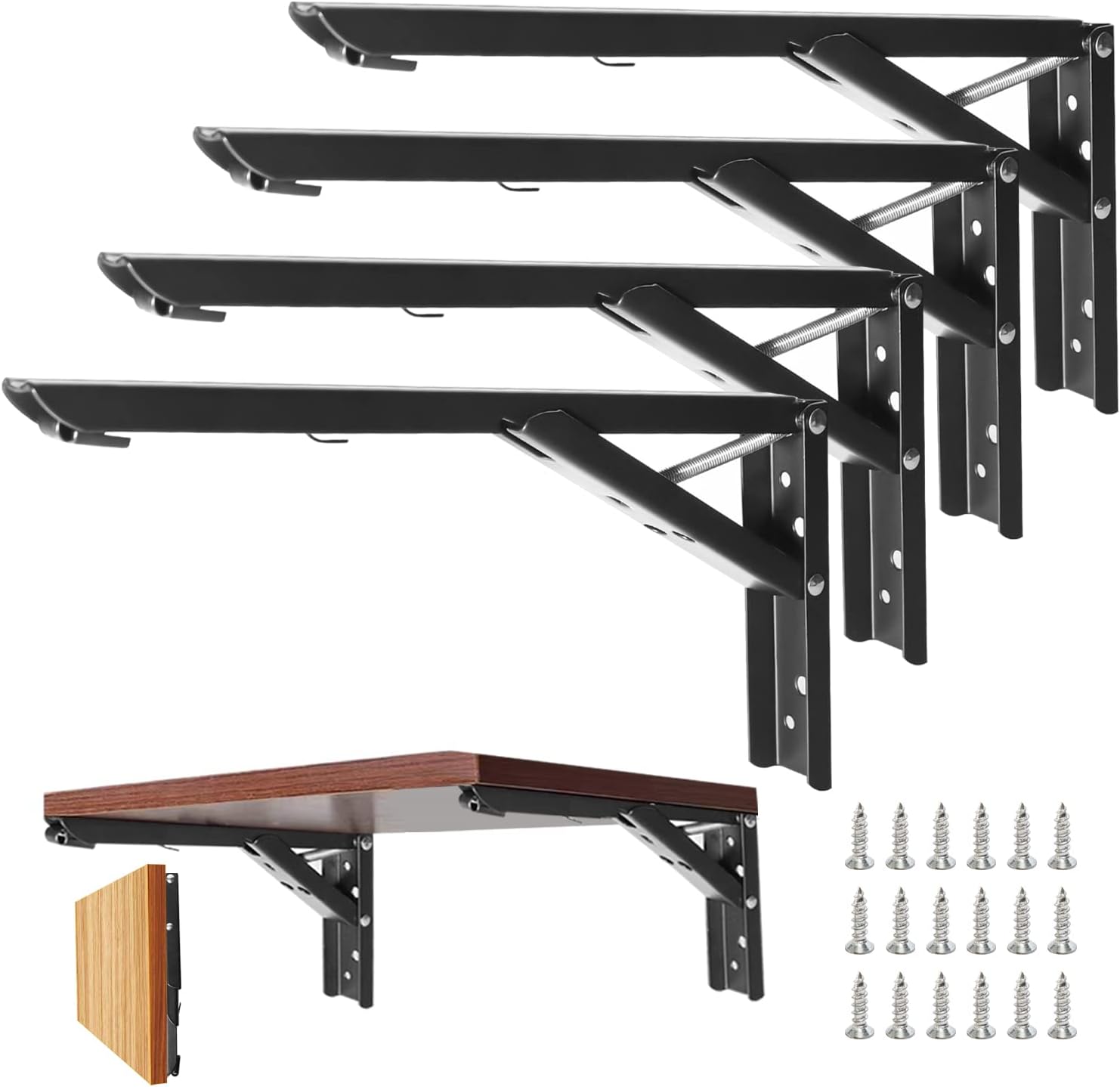 Amazon.com: 12inch Black Folding Shelf Brackets,Tegoge 4PC SUS304 ...