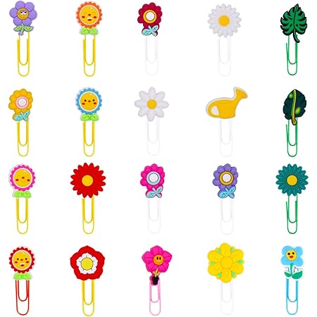 Amazon.com: Cute Bookmarks Cartoon Bulk Paperclips - 20 Pcs Flower ...