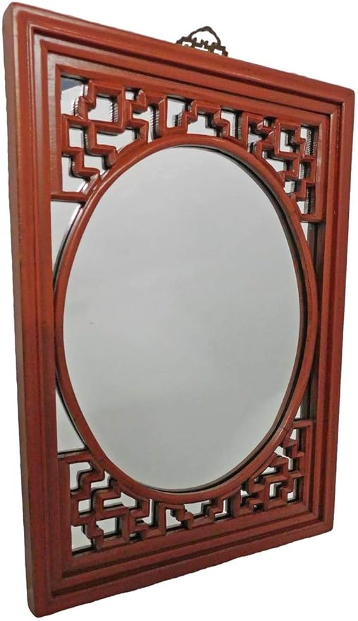 Amazon.com: Oriental Furniture Warehouse Canton Red Asian Mirror, Solid ...