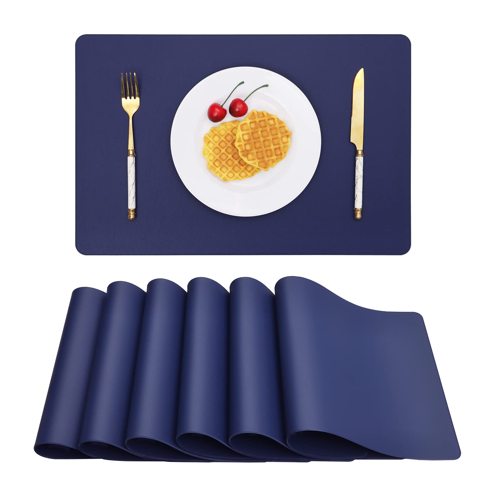 Amazon.com: Vinjiasin Placemats Set of 6 for Dining Table Navy Blue ...