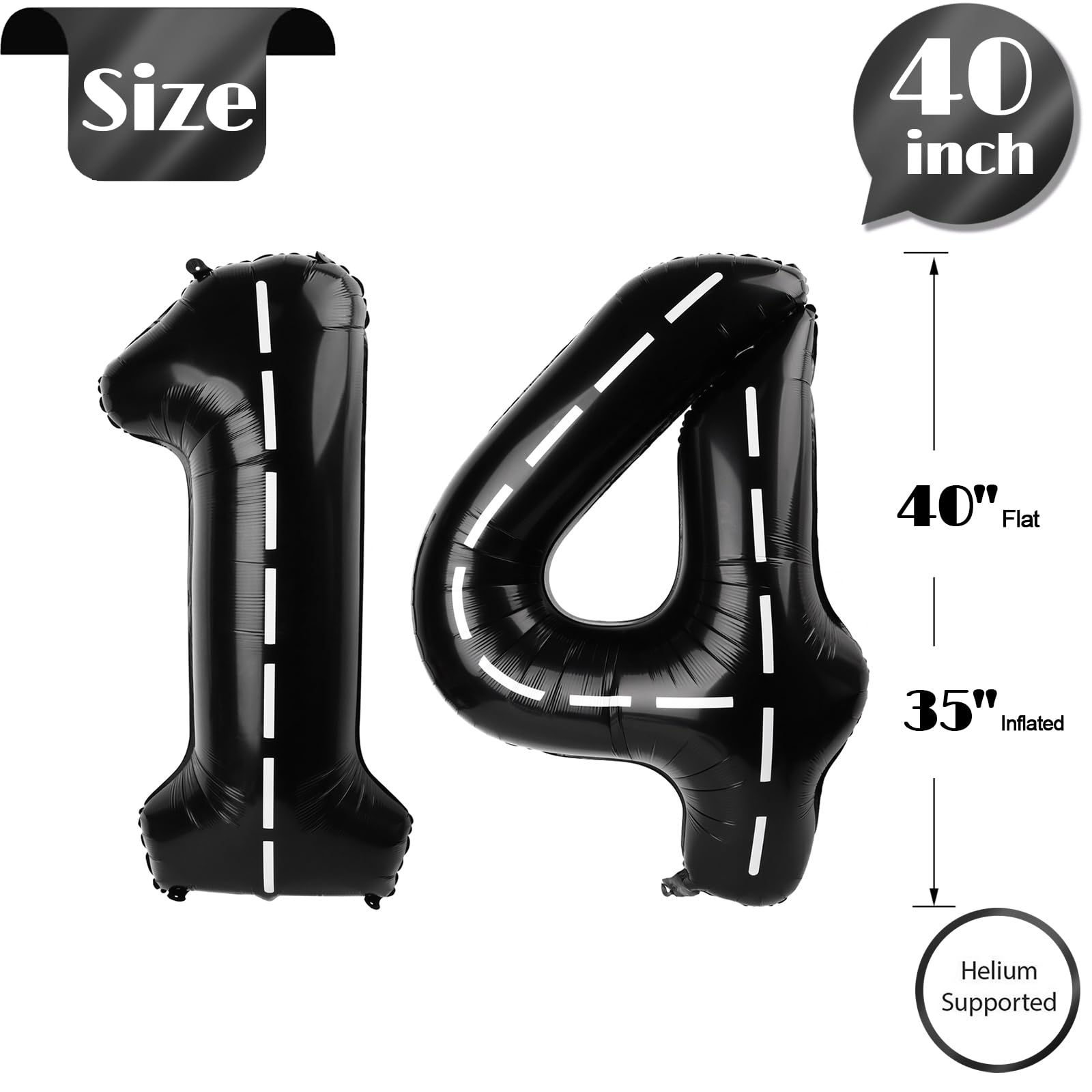 Snapklik.com : Race Car Number 14 Balloon 40 Inch, Black 14 Number ...