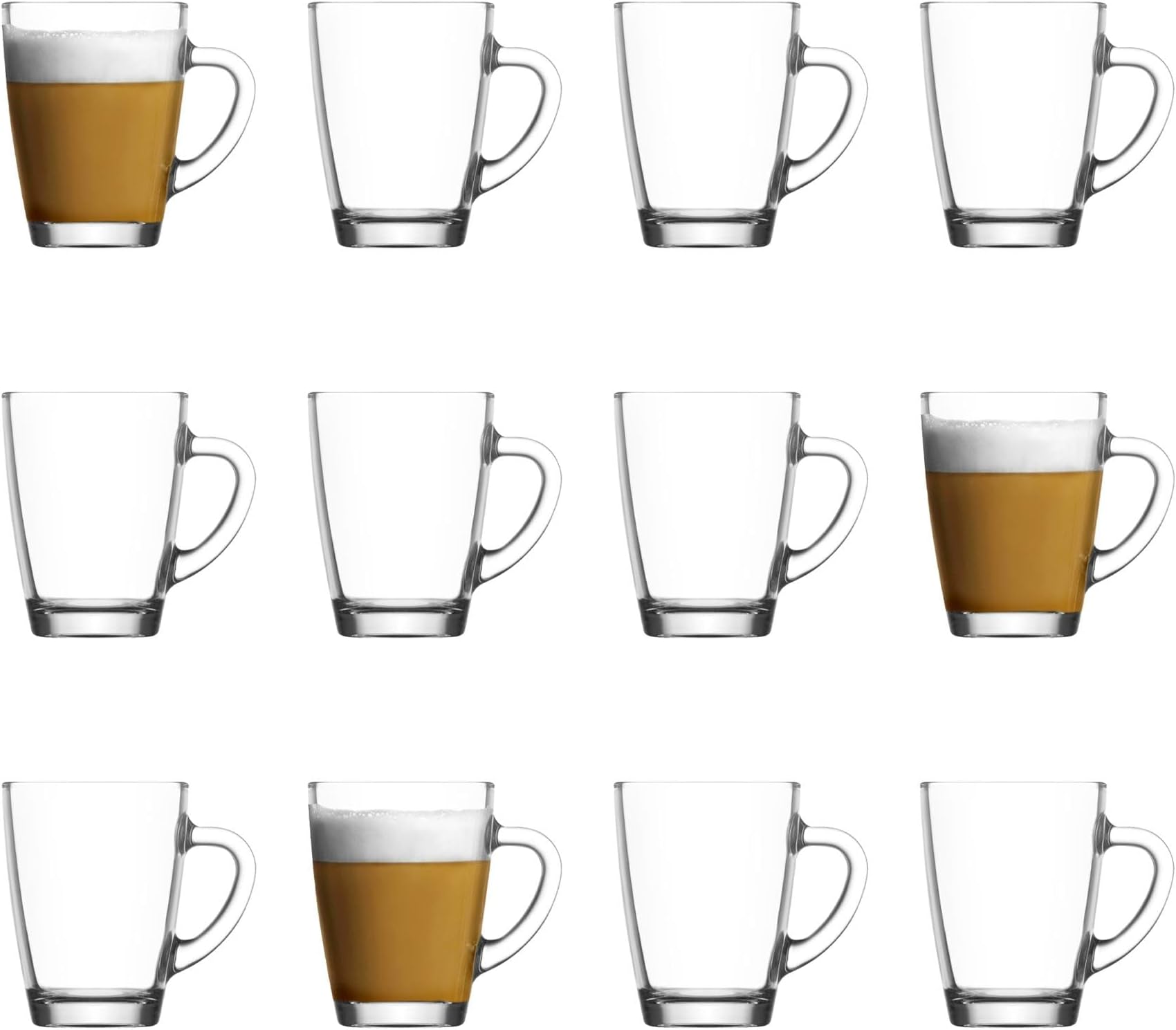 Pasabahce Basic 97948 12-Piece Glass Cups with Saucers for Tea, Coffee ...