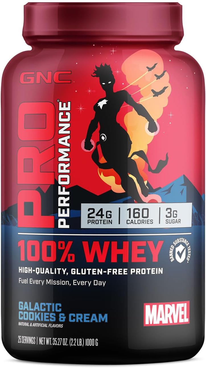 GNC Pro Performance 100% Whey – Marvel Galactic Cookies & Cream – 25 ...