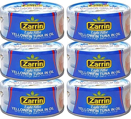 Amazon.com : Zarrin - Yellowfin Tuna in Oil, Prime Light Fillet, 6 oz ...