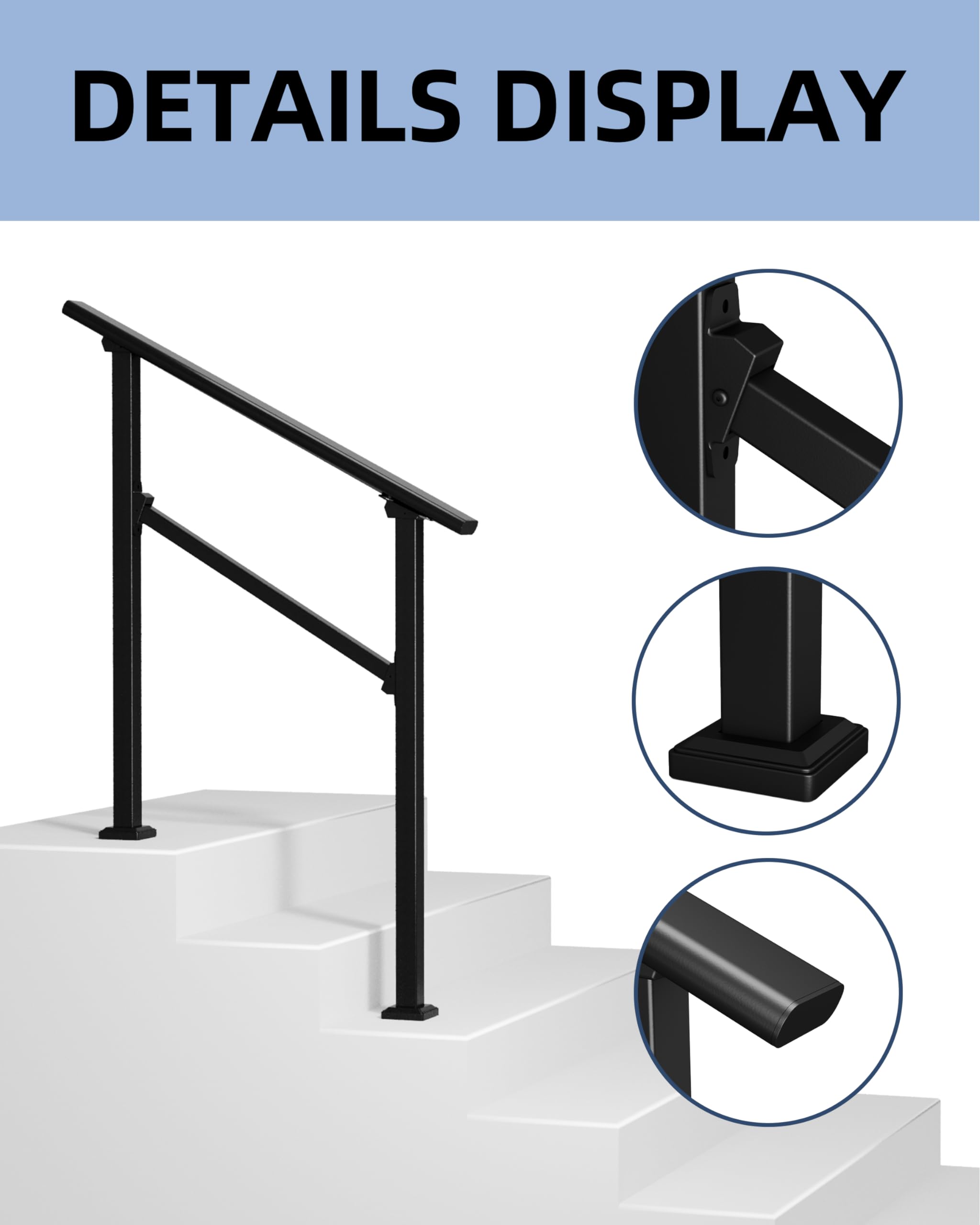 Snapklik.com : Hand Rails For Outdoor Steps, 3 Step Handrail & Indoor ...