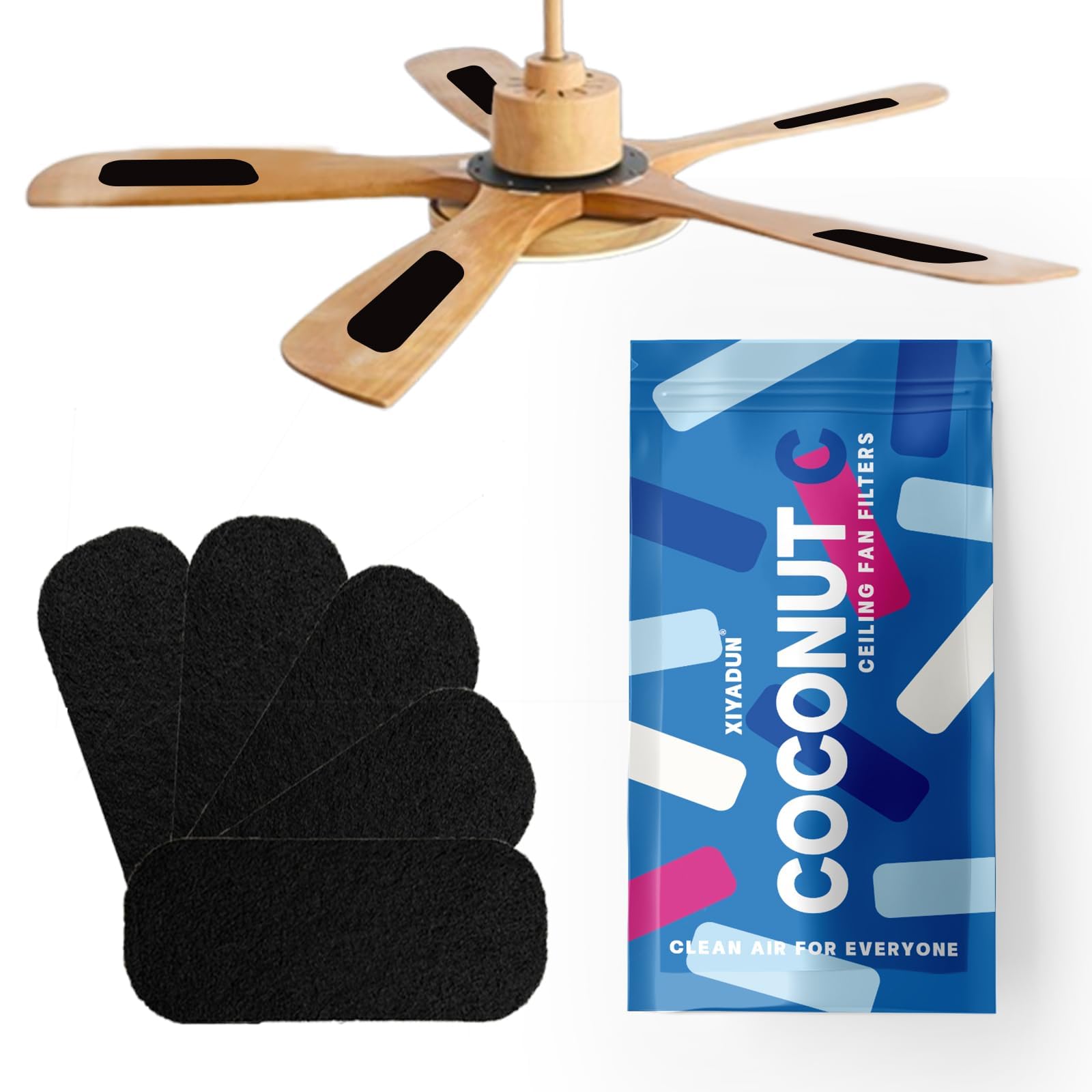 Amazon.com: Xiyadun Ceiling Fan Filters for Blades, 5-Pack Ceiling Fan ...