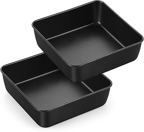 Homikit 6 Inch Square Cake Tin Set of 2, Stainless Steel Cake Mould ...