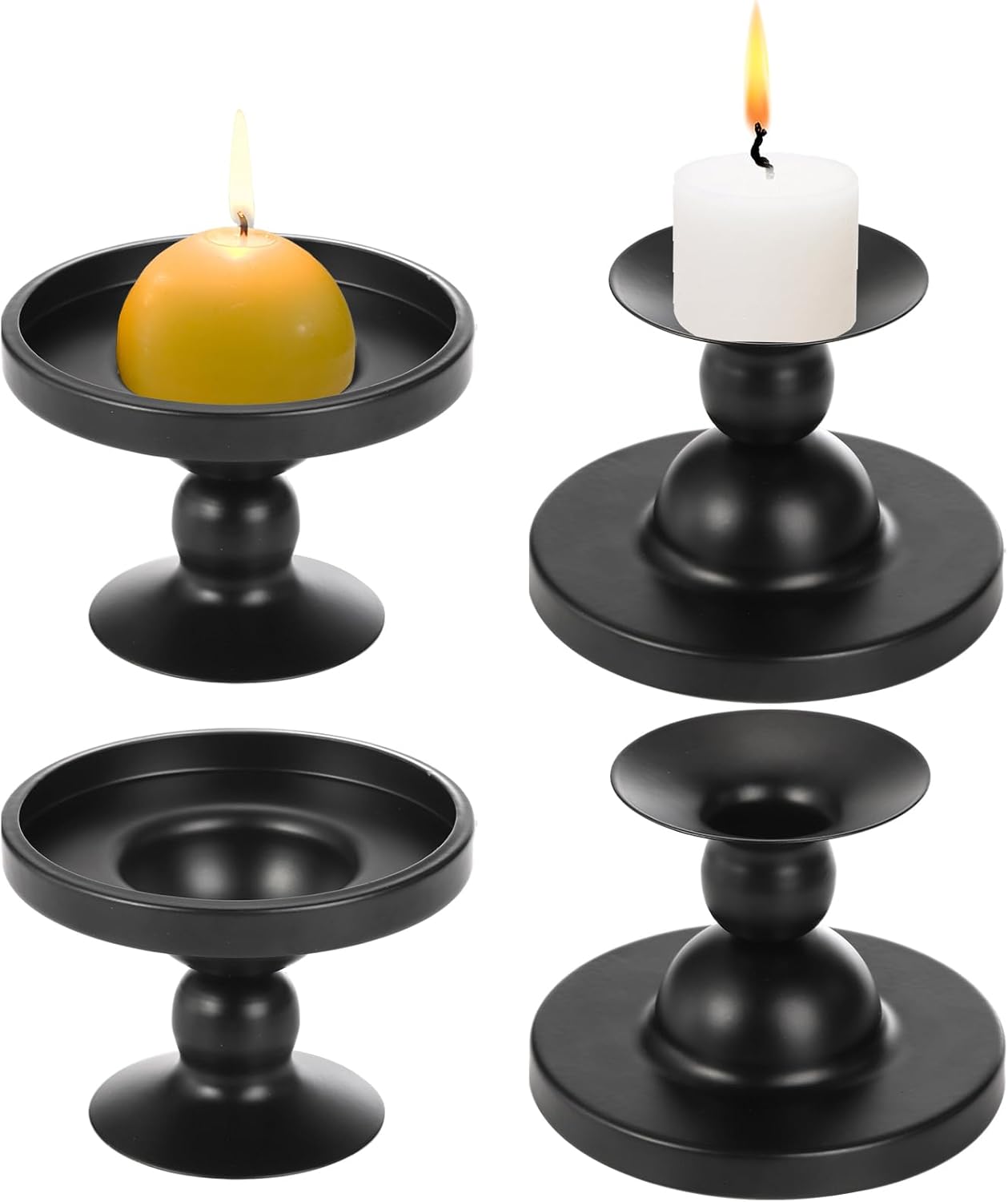 Amazon.com: Foraineam 4 Pack Metal Candle Holder, Black Candlestick ...