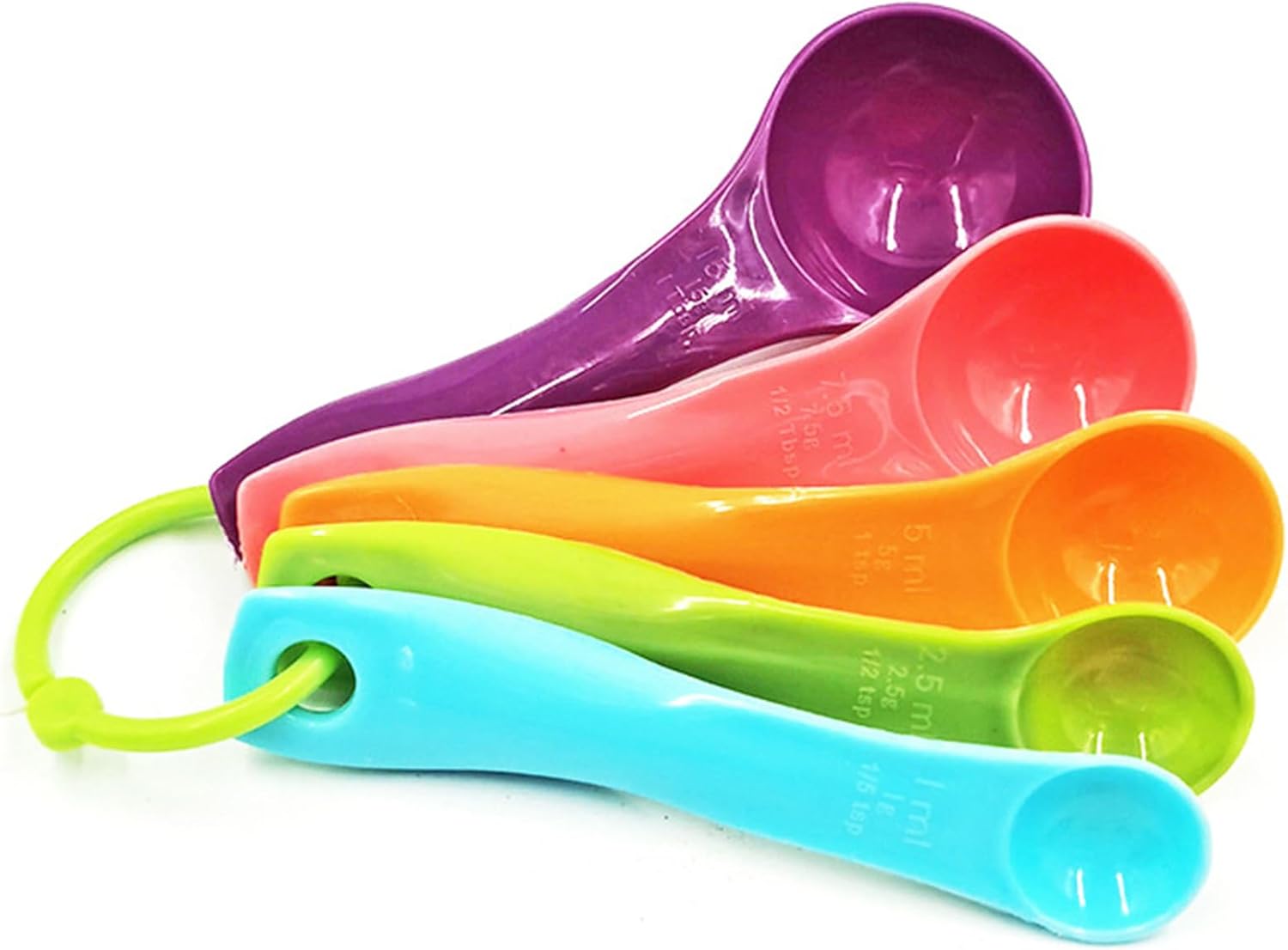 WOLMIK Measuring Spoons Set, 5 Pieces, Colourful Dosing Measure for ...