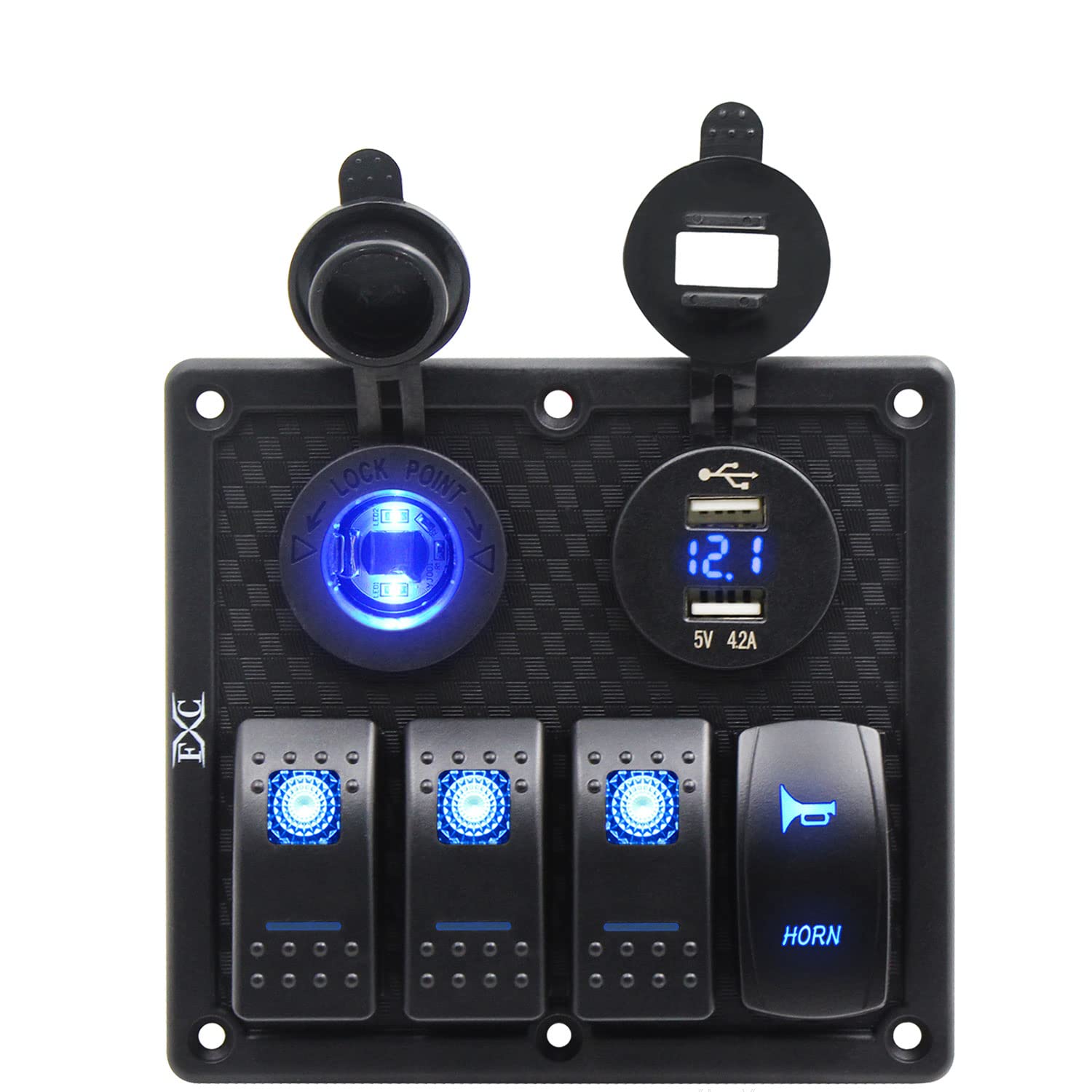 Snapklik.com : FXC Waterproof Marine Boat Rocker Switch Panel 4 Gang